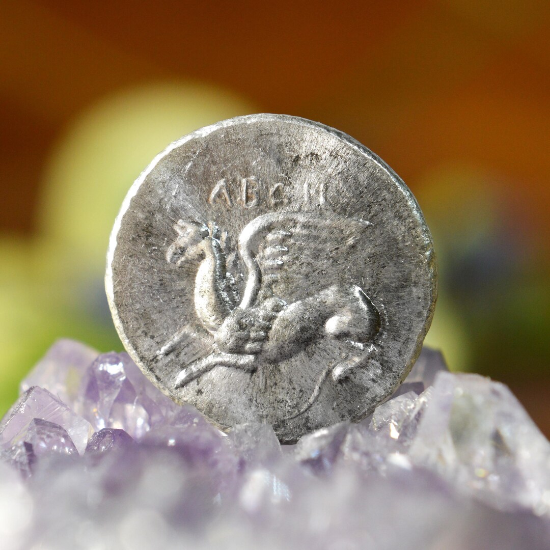 Silver Greek Drachm of Abdera, Satyrs and Griffin, Thrace, Solid Silver ...