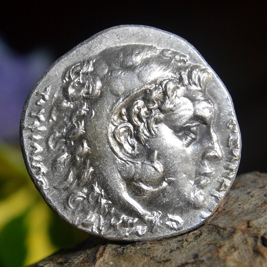 Silver Greek Tetradrachm of Agathocles, King of Bactria, Commemorating ...