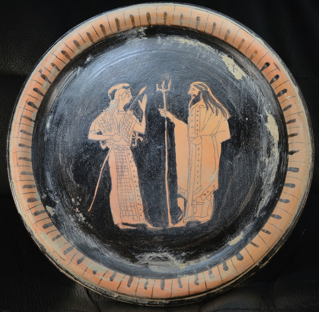 Ancient Greek Ceramic Plate, Museum Replica Display Plate, Decorative ...