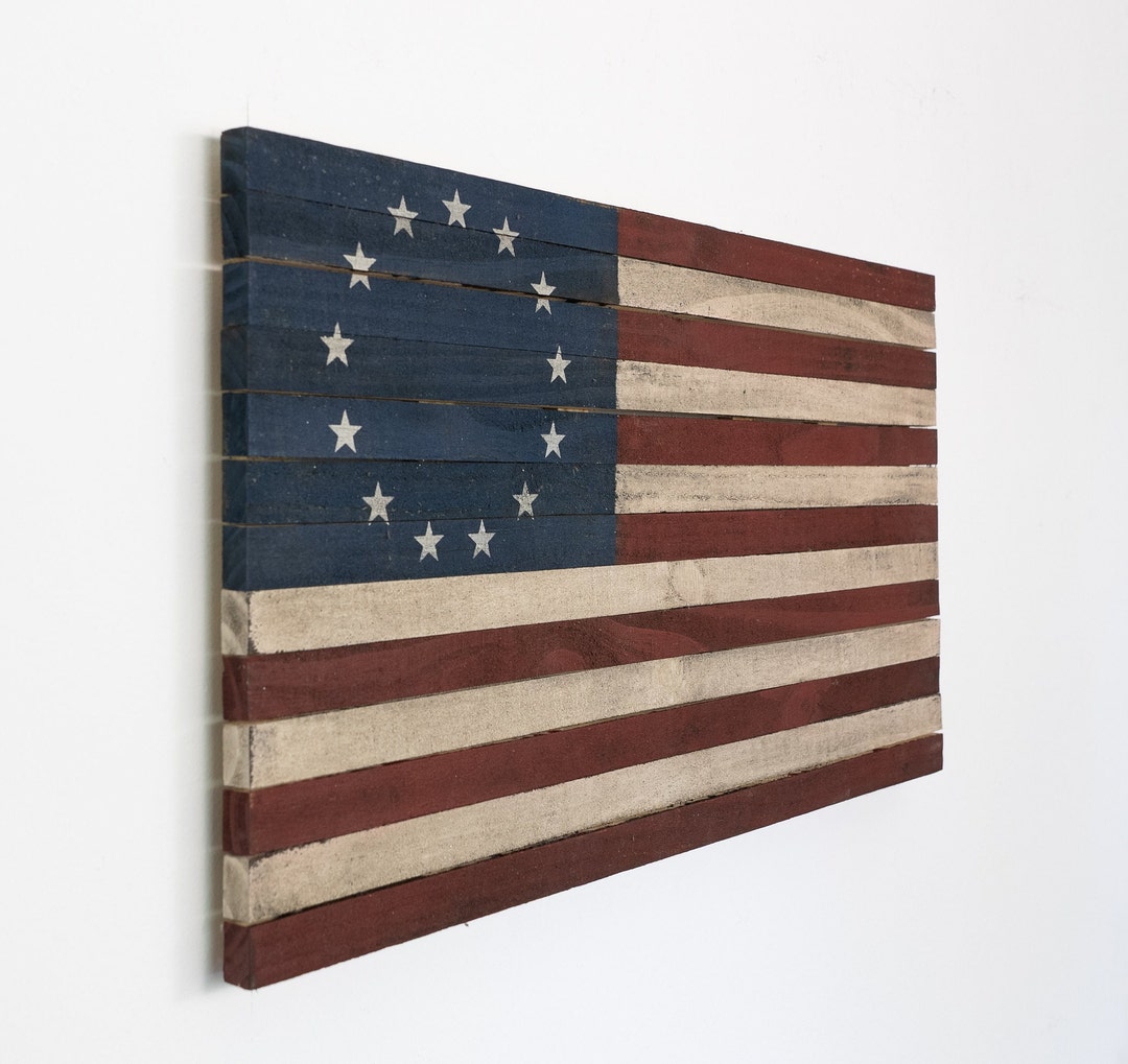 CUSTOMIZABLE Rustic Wooden Betsy Ross American Flag, Patriotic Stars ...