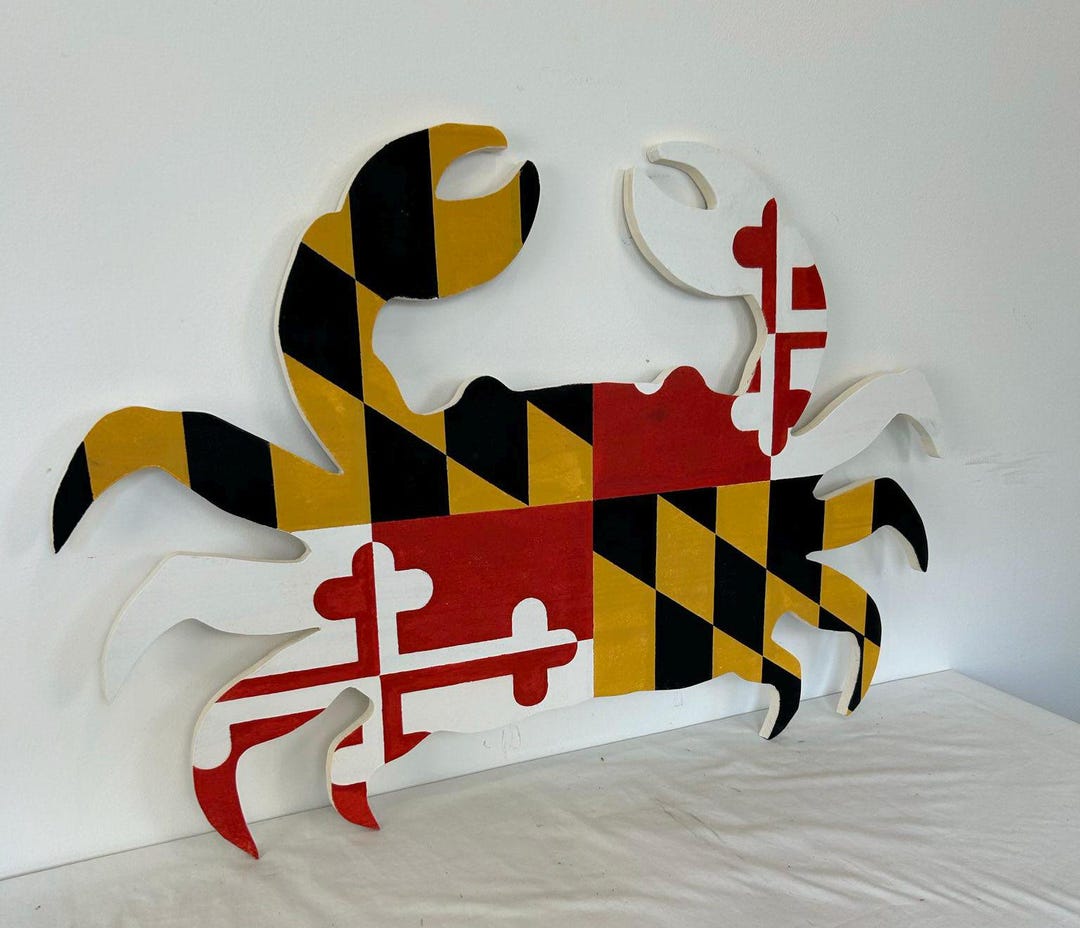 Rustic Wooden Maryland Flag Crab, Coastal Cottage Home Decor, Farmhouse ...