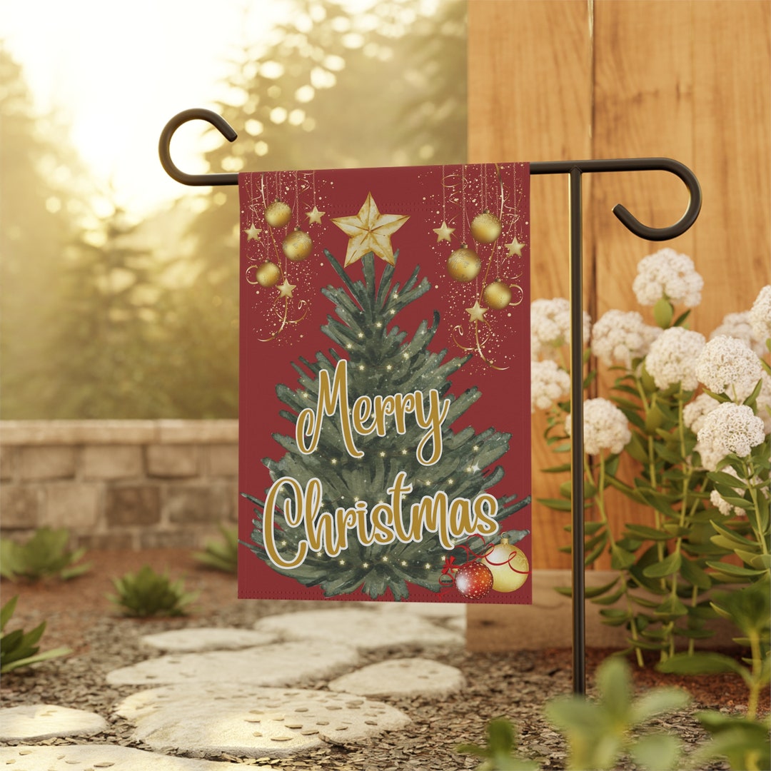 Christmas Flag- Garden & House Flag, Merry Christmas, Holiday Flag, Red ...