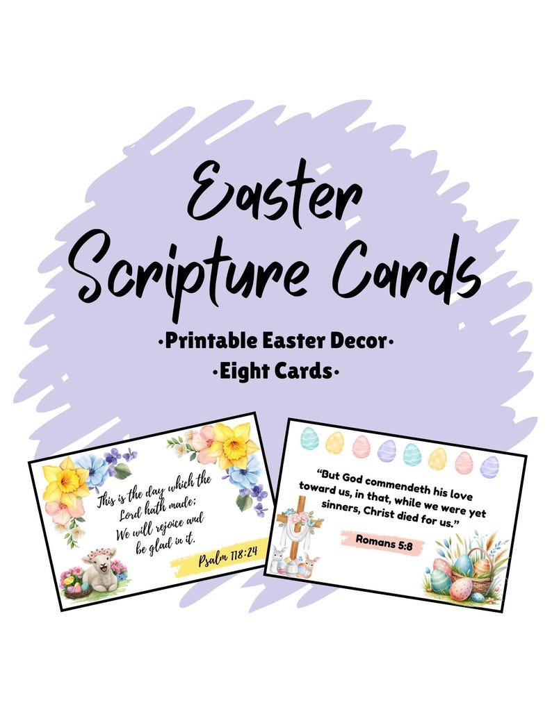 Easter Scripture Card Printables, Easter Decor, Bible Verse Cards ...