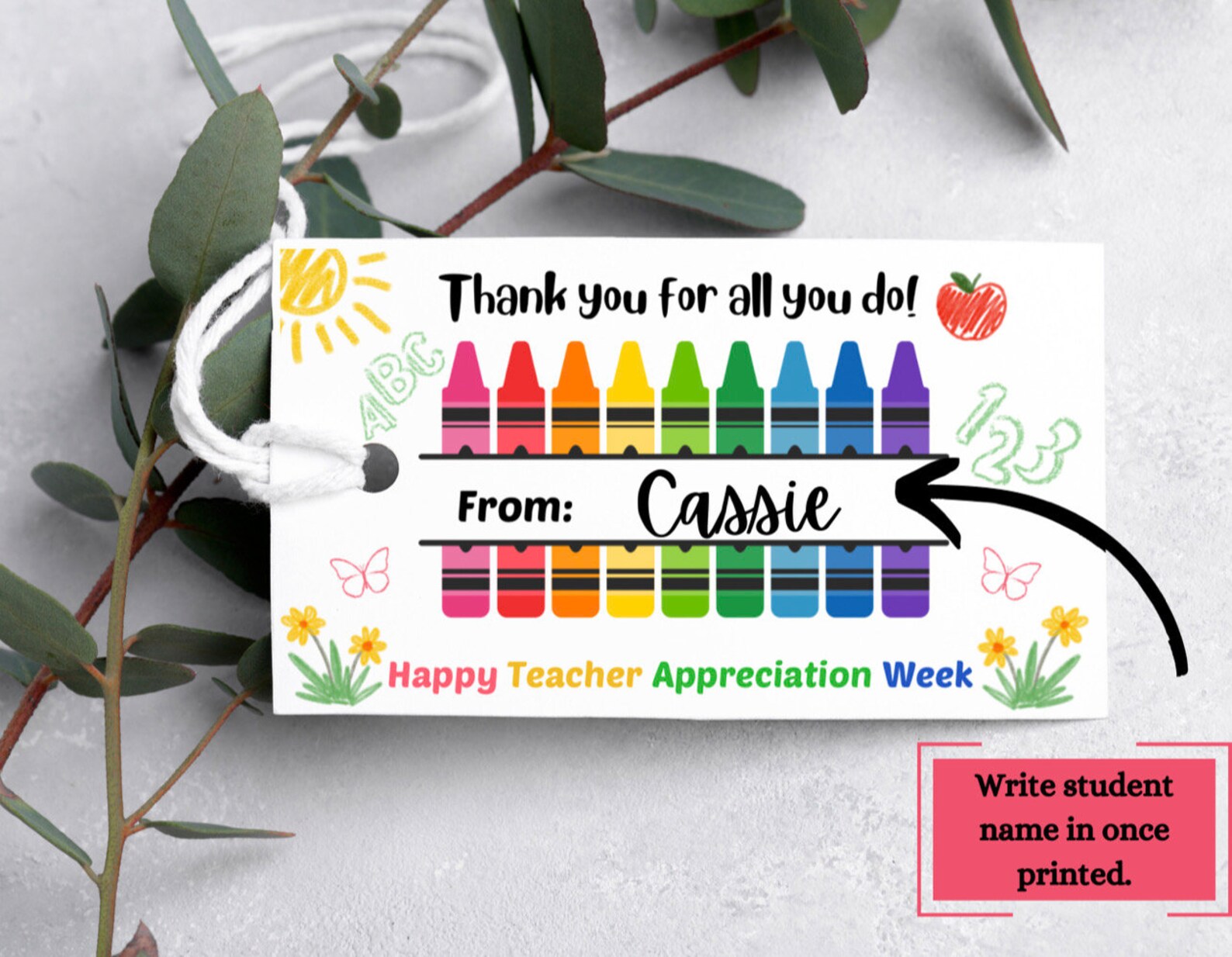 Teacher Appreciation Gift Tag Printable, Thank You for All You Do ...