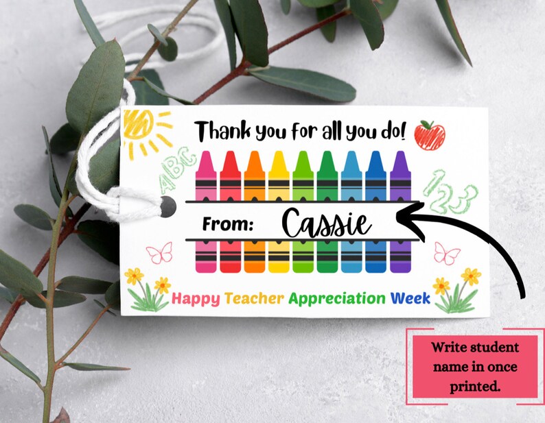 Teacher Appreciation Gift Tag Printable, Thank You for All You Do ...