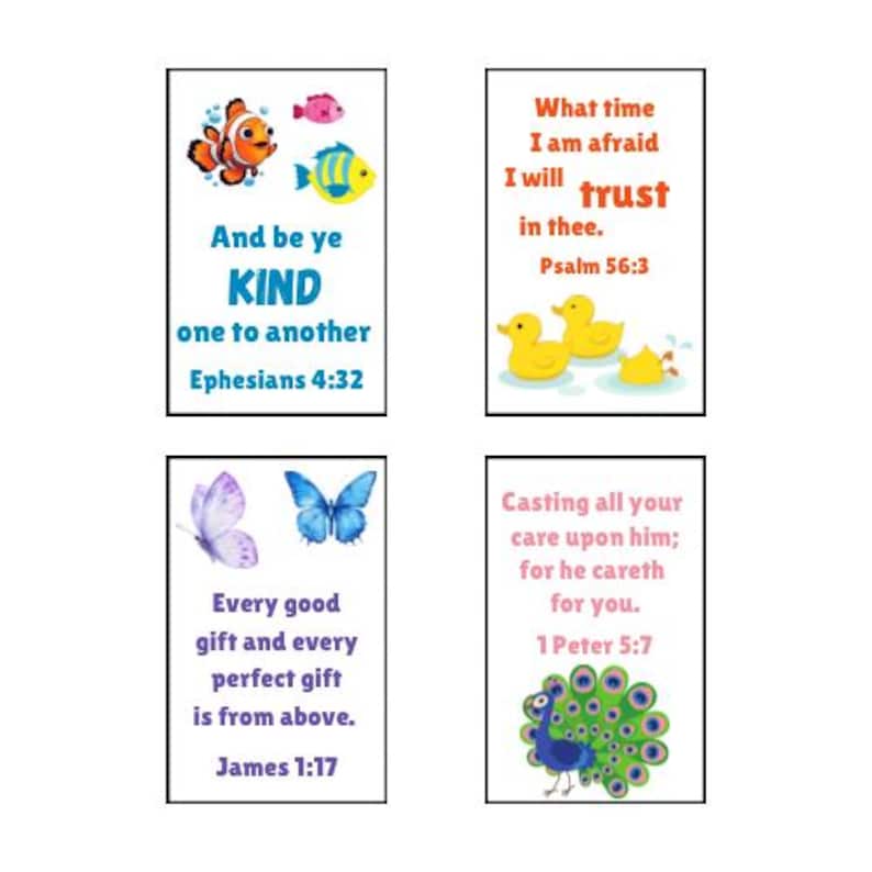 Bible Verse Cards With Animals for Kids, Memory Verse Cards, Digital ...