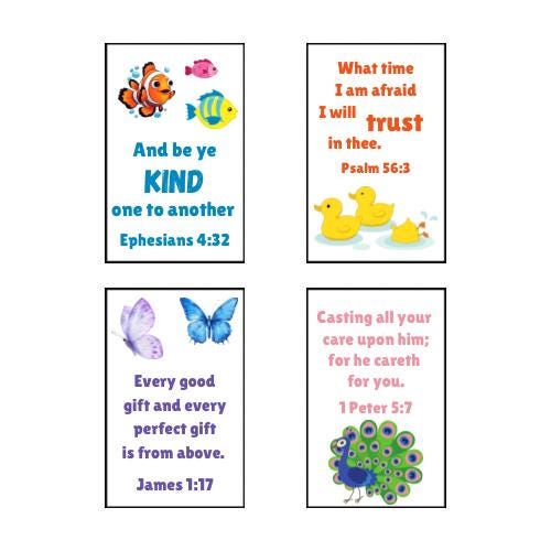 Bible Verse Cards With Animals for Kids, Memory Verse Cards, Digital ...