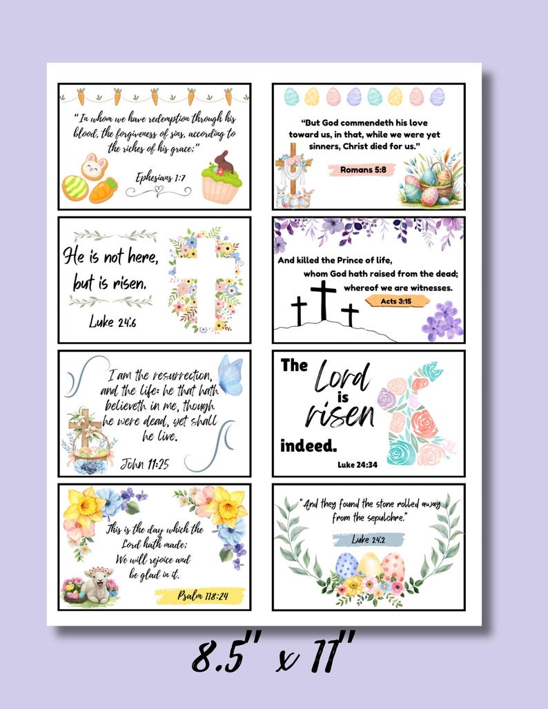 Easter Scripture Card Printables, Easter Decor, Bible Verse Cards ...