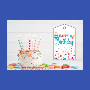 Happy Birthday Printable Gift Tag, Simple Birthday Tag, Happy Birthday ...
