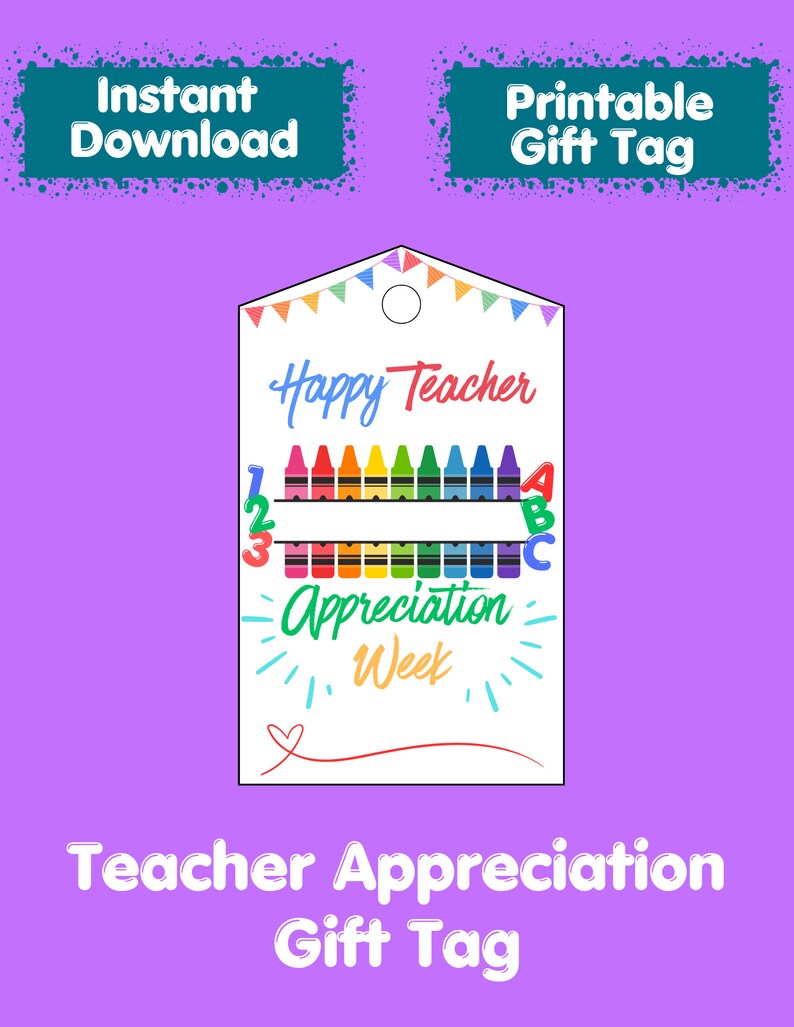 Teacher Appreciation Gift Tag Printable, Digital Download, DIY Teacher ...