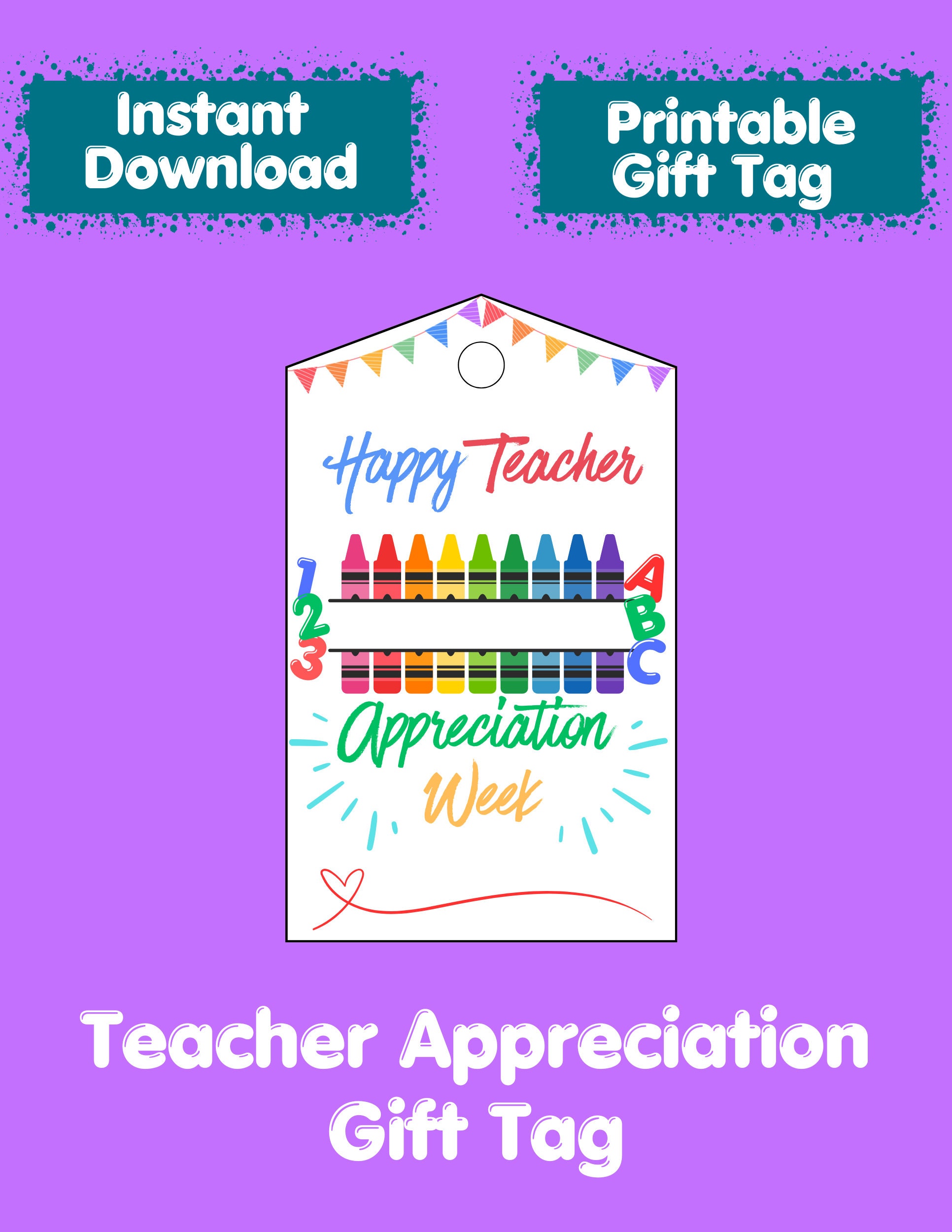 Teacher Appreciation Gift Tag Printable, Digital Download, DIY Teacher ...