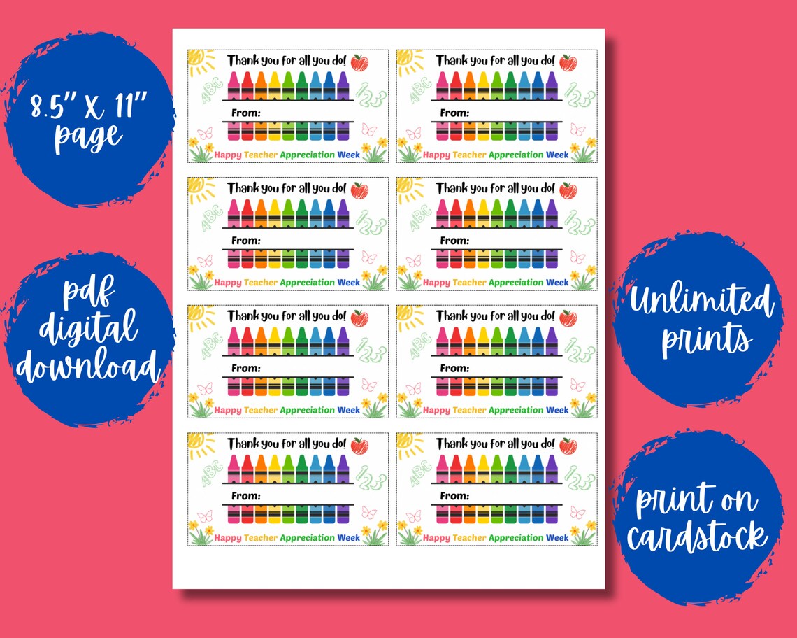 Teacher Appreciation Gift Tag Printable, Thank You for All You Do ...
