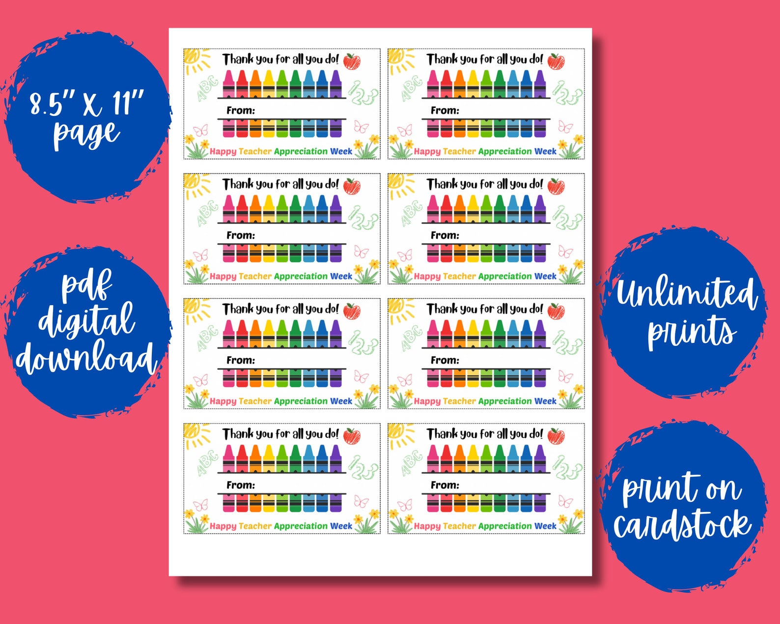 Teacher Appreciation Gift Tag Printable, Thank You for All You Do ...