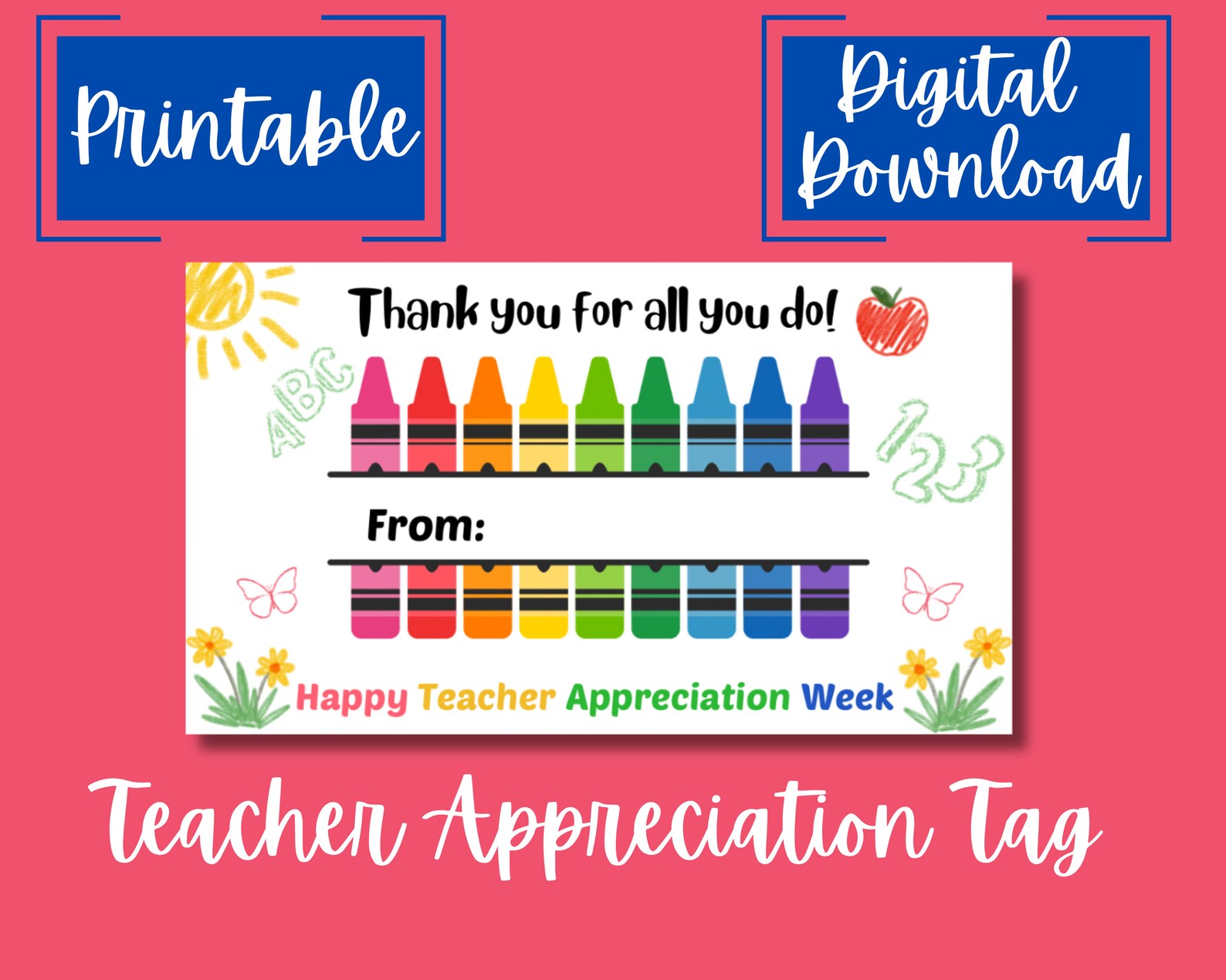 Teacher Appreciation Gift Tag Printable, Thank You for All You Do ...