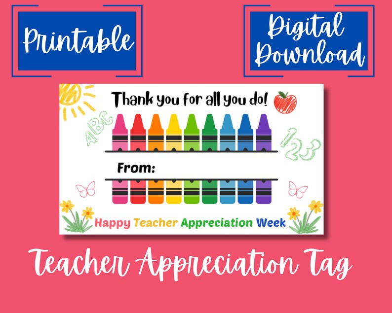 Teacher Appreciation Gift Tag Printable: DIY Thank You (digital ...