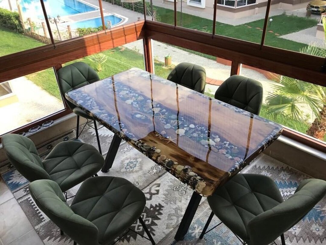 Wood Stone Table, Epoxy Dining Table Custom Live Edge ,custom Table, - Etsy