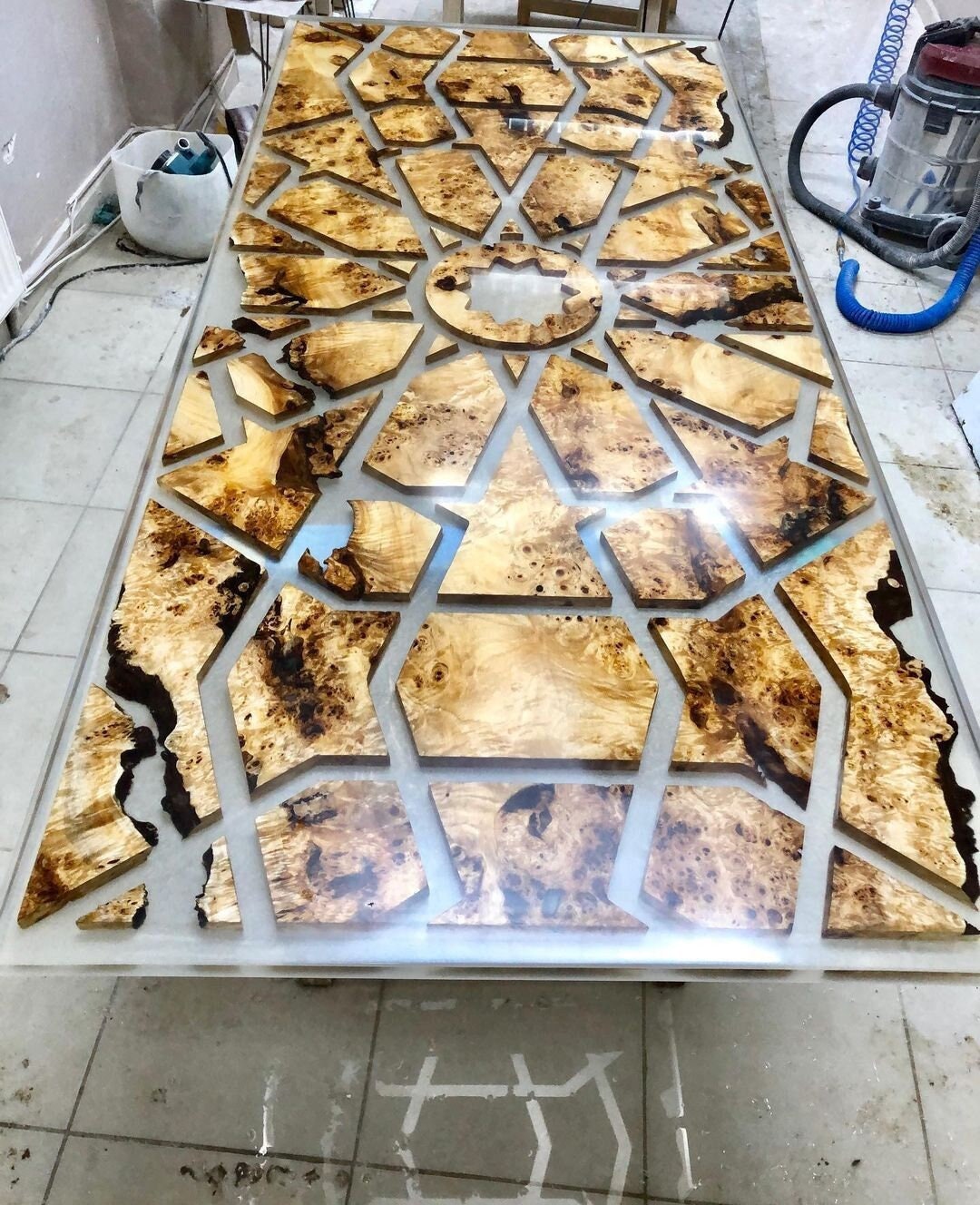 Handmade Kitchen Epoxy Dining Table Sun Table, Custom Cut Walnut Resin ...