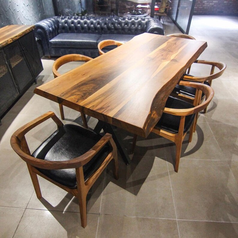 Live Edge Dine Table Walnut Solid Wood Table Kitchen Table - Etsy