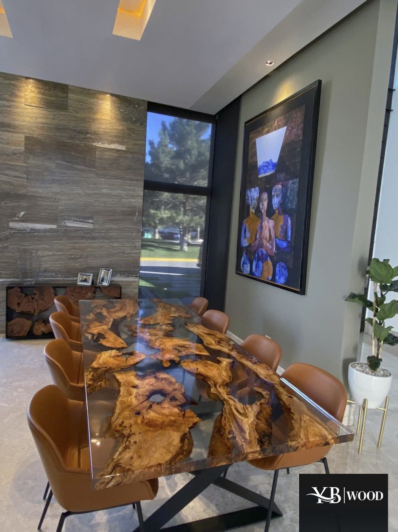 Wood Epoxy Table, Epoxy Dining Table Olive Custom Live Edge ,custom ...