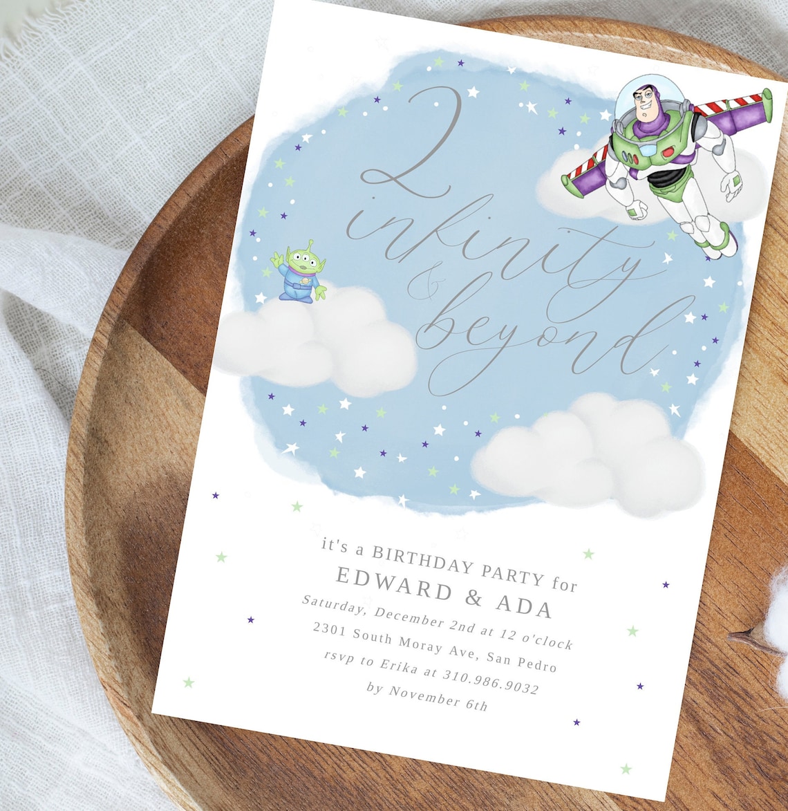Watercolor 2 Infinity and Beyond Birthday Party Invitation - Etsy