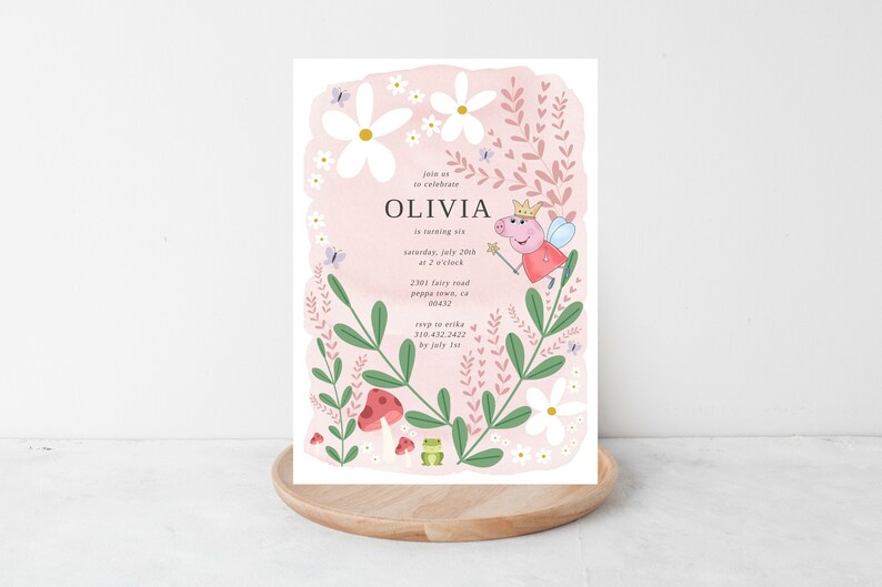 Peppa Pig Invitation Watercolor Peppa Pig Birthday - Etsy
