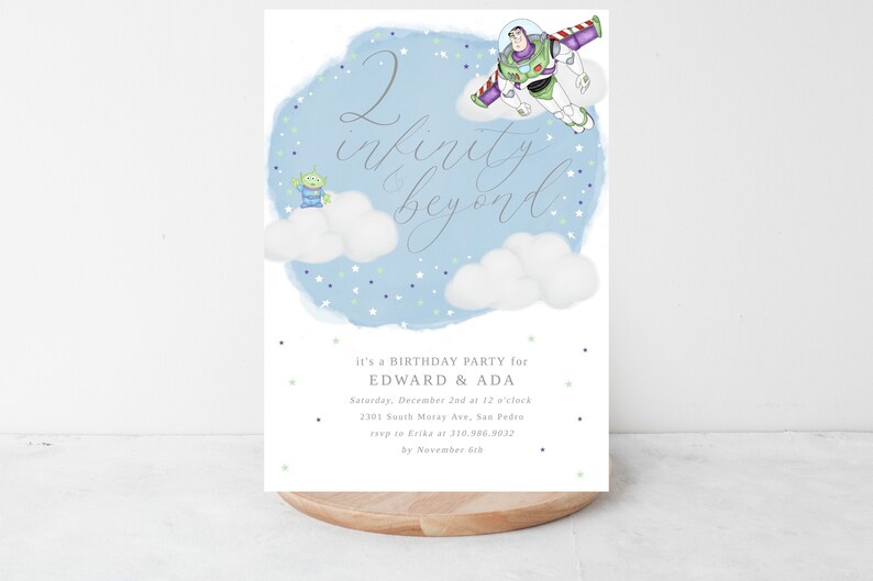 Watercolor 2 Infinity and Beyond Birthday Party Invitation - Etsy