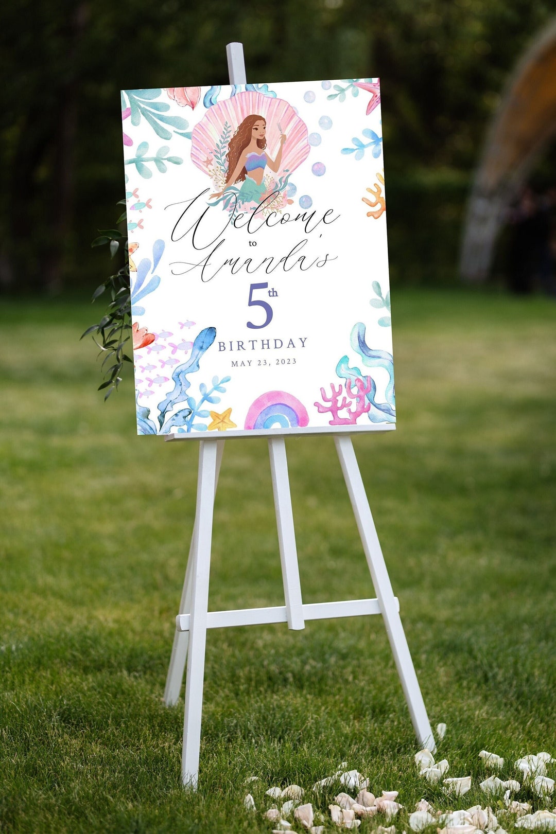 Watercolor Mermaid Welcome Sign, Personalized Mermaid Welcome Sign ...