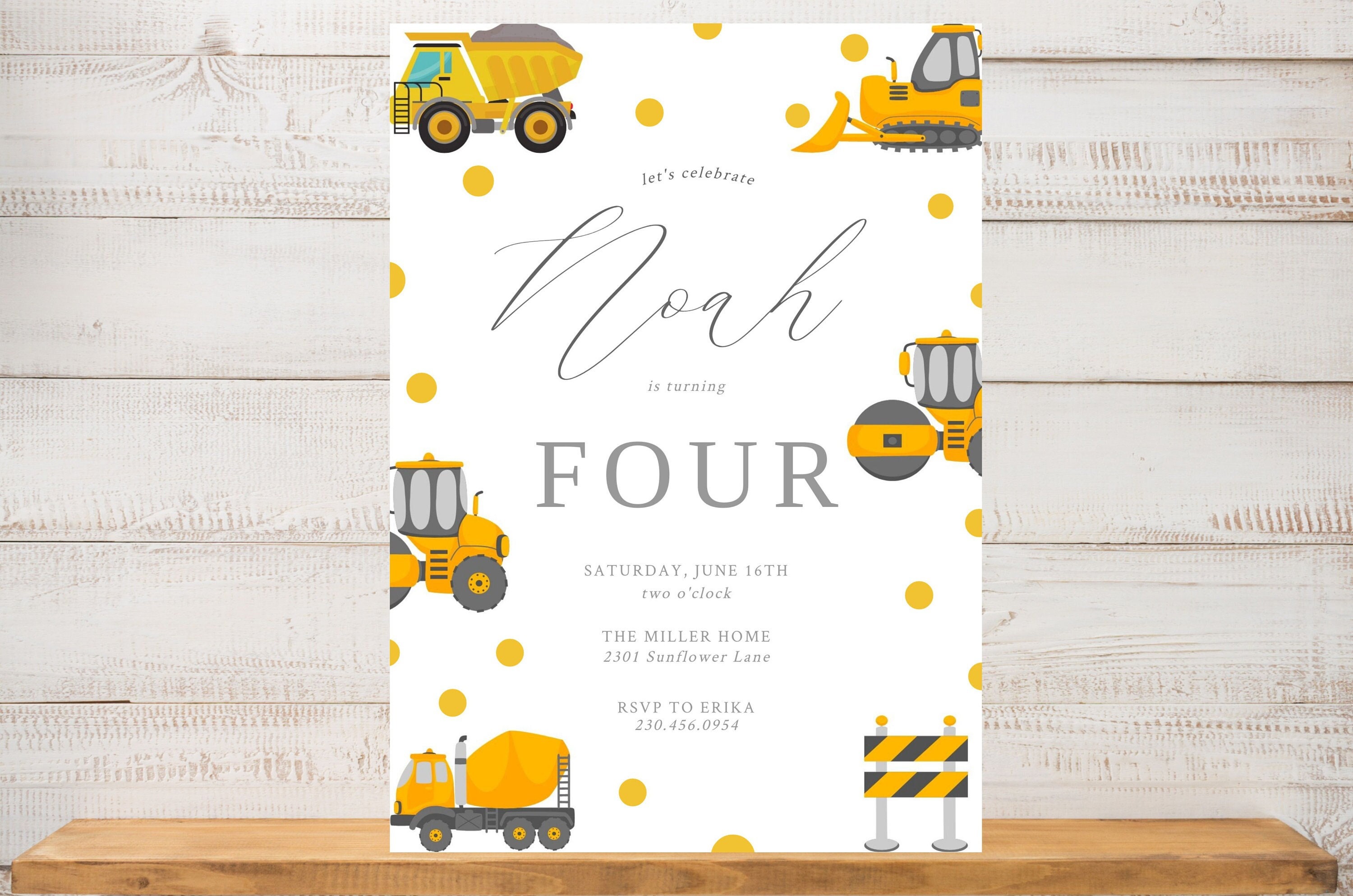 Construction Birthday Party Invitation, Construction Invitation ...