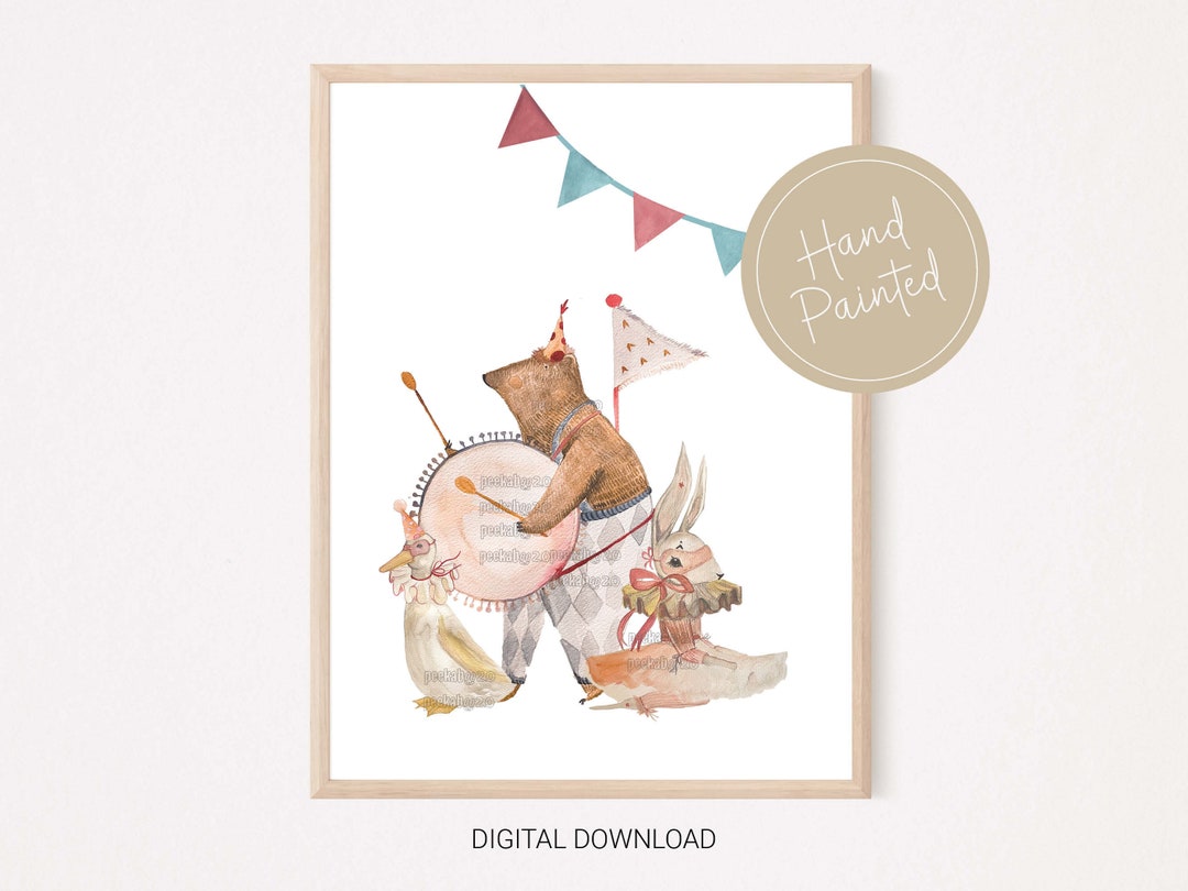 Printable Circus Bear Rabbit Goose Bear Bunny Goose Art Print Circus ...