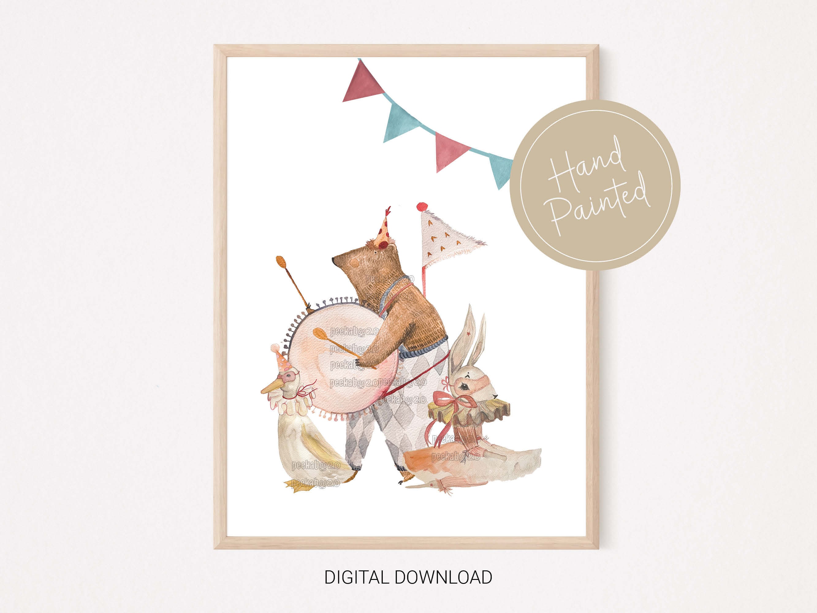 Printable Circus Bear Rabbit Goose Bear Bunny Goose Art Print Circus ...