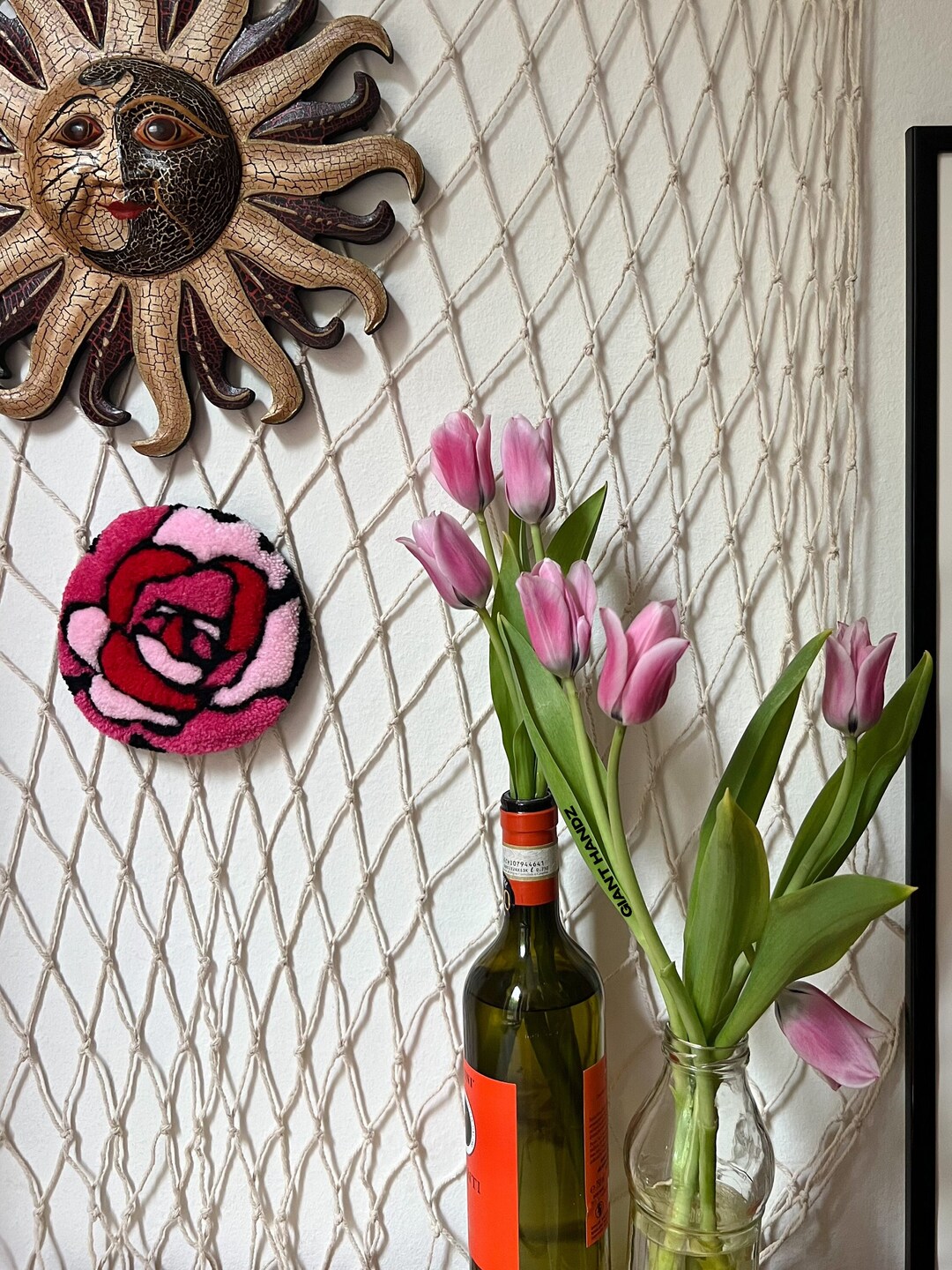 Handmade Tufted Rose Flower Wall Hanging I Home Decor I Minimalist I ...