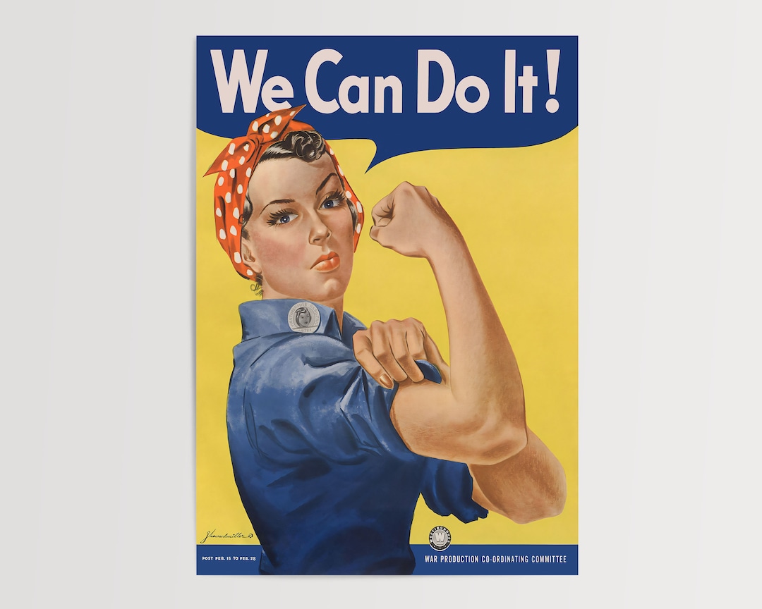 We Can Do It, Rosie the Riveter, WW2 Poster, 1943 Reproduction Wall Art Poster for Wall A1, A2 ...