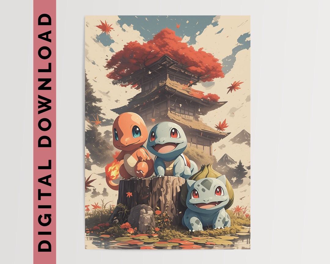Starter Pokémon, Charmander, Squirtle, Bulbasaur, Anime Poster ...
