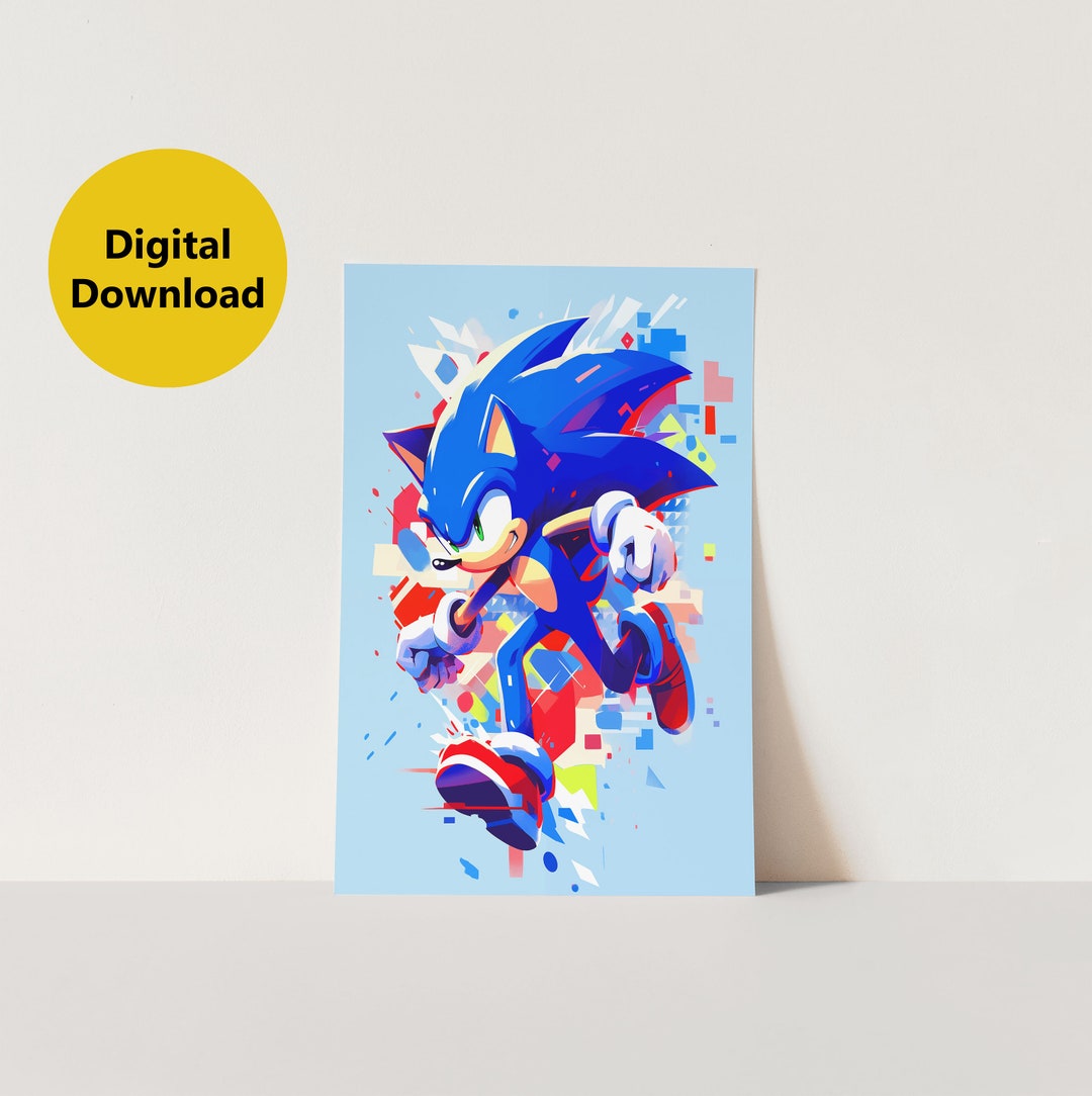 Sonic the Hedgehog Poster Vintage Gaming Wall Art Printable - Etsy