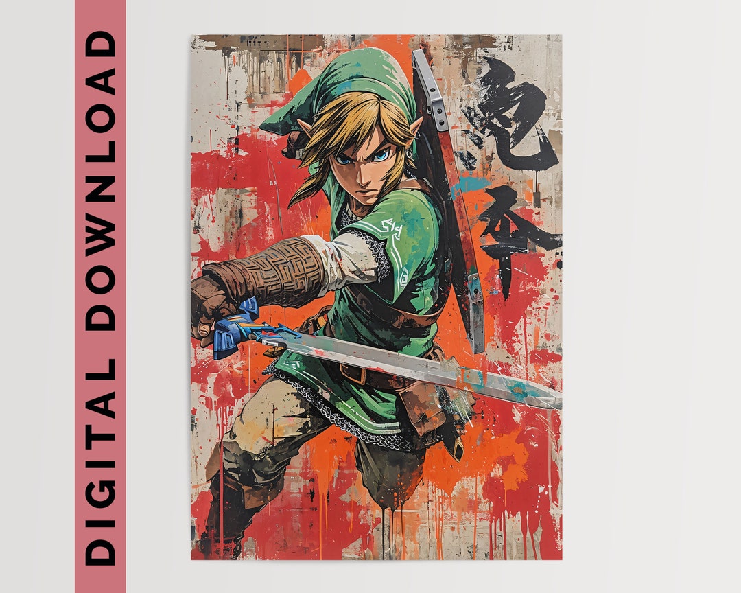 Link, the Legend of Zelda, Graffiti Style Gaming Poster Anime Poster ...