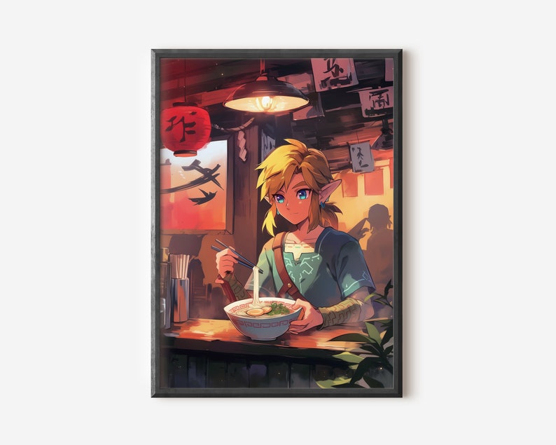 Link, Ramen Style the Legend of Zelda Art Anime Poster Digital Download ...