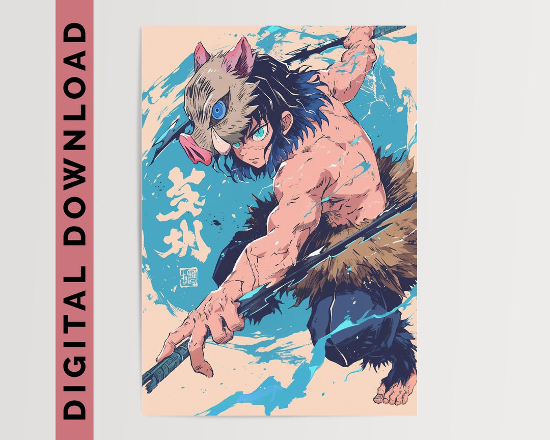 Inosuke Hashibira, Demon Slayer, Anime Poster Printable Wall Art ...