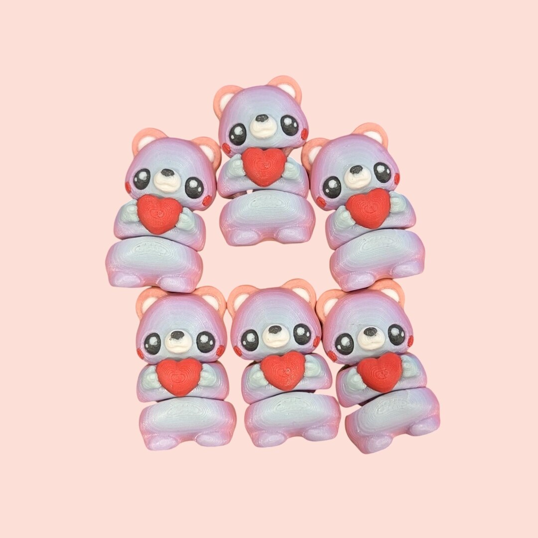 Teddy Bear With Heart 3D Printed Mini Layers in Green Desk Fidget ...