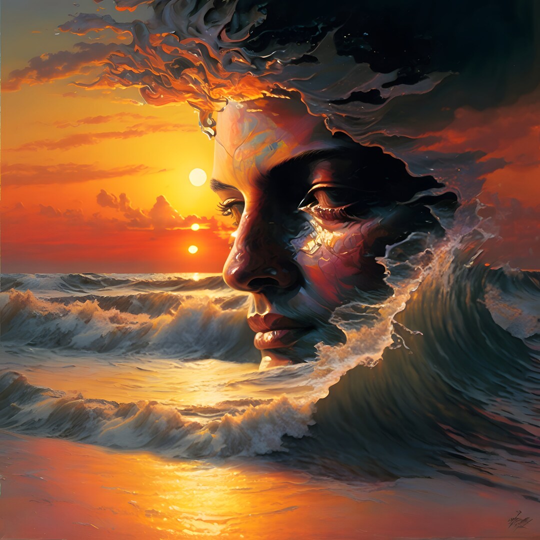 Poster Surreale Meer Strand und Sonnenlandschaft - Etsy.de