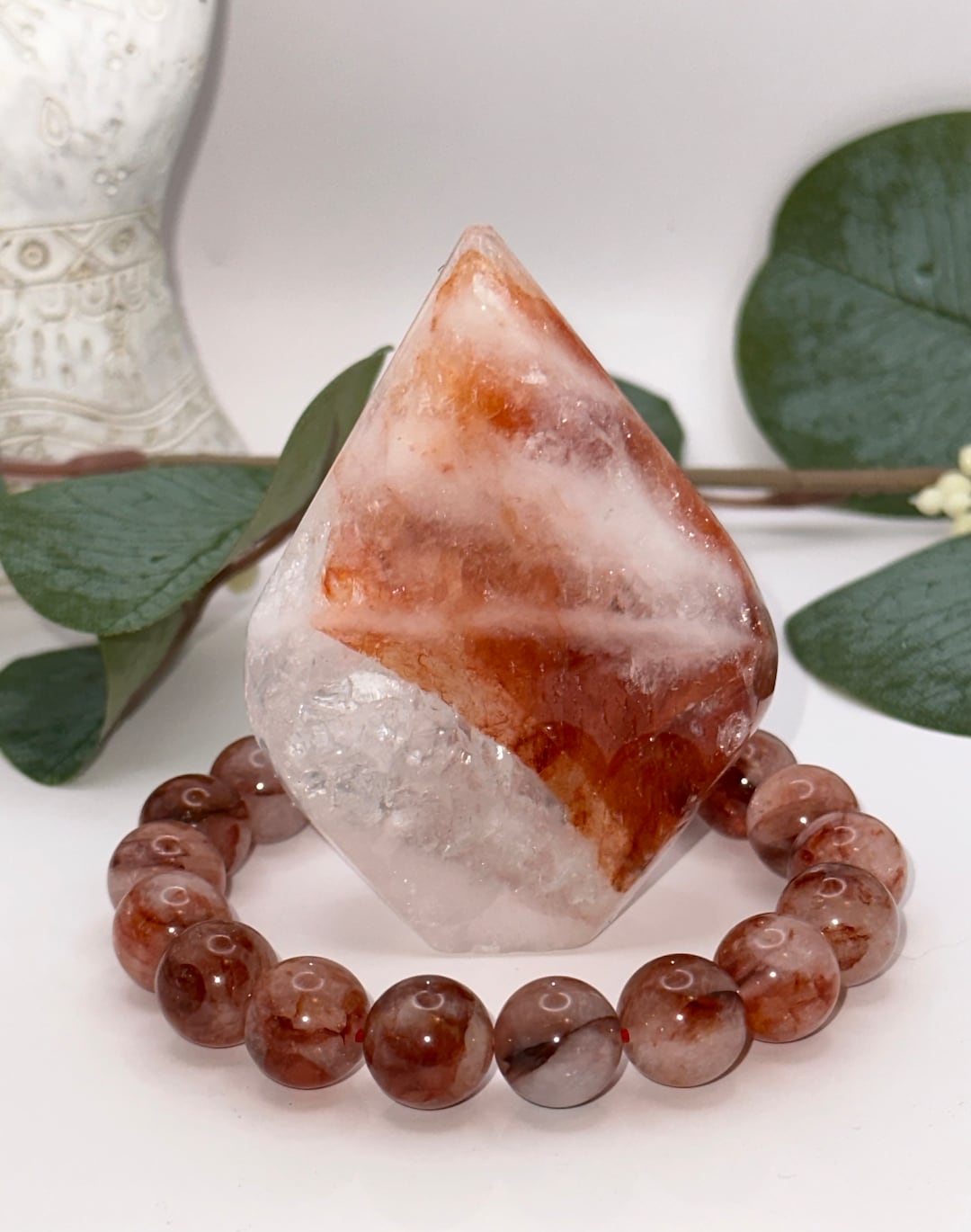 Fire Quartz Bracelet & Teardrop Bundle Rainbow Inclusions - Etsy