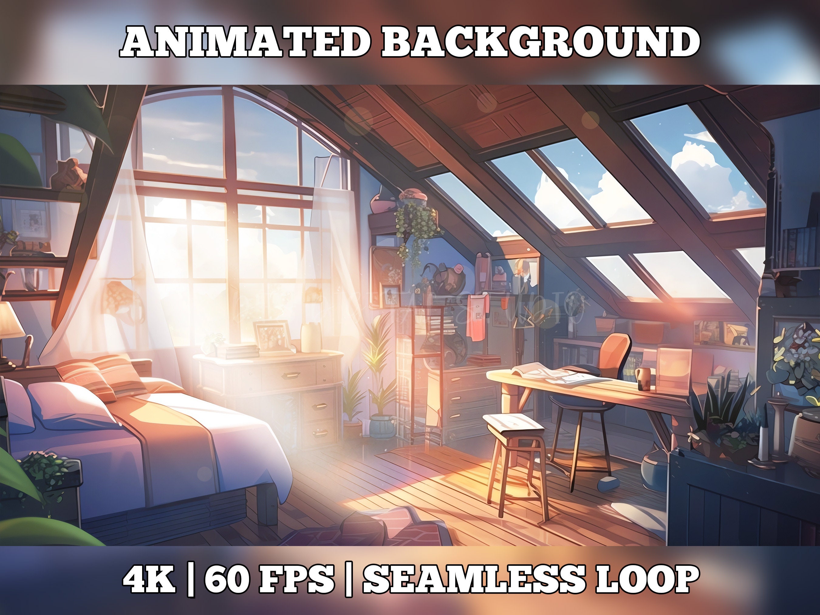 Vtuber Background, Animated Virtual Background, Stream Room Background ...