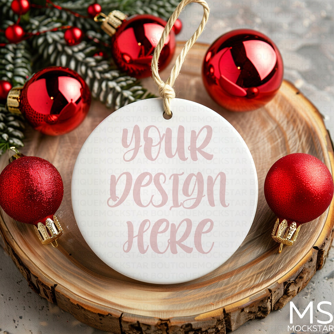 Christmas Mockup Christmas Ornaments Mockup White Round Ceramic ...