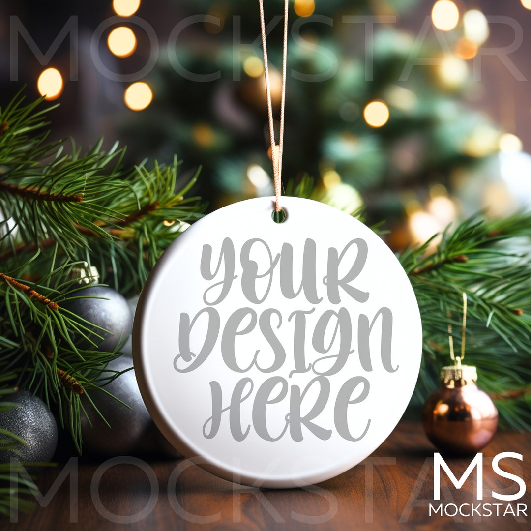 Christmas Mockup Blank White Round Glass Christmas Ornament Mockup ...