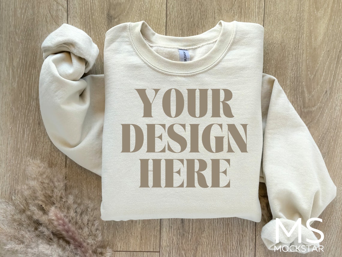 Gildan 18000 Sand Mockup Gildan Sand Sweatshirt Flat Lay - Etsy