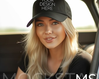 Baseball Cap Mockup Black Baseball Cap Mockup Model Black Cap Mockup ...