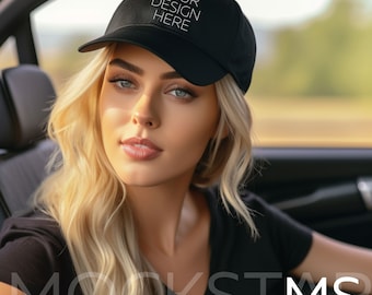 Baseball Cap Mockup Black Baseball Cap Mockup Model Black Cap Mockup ...