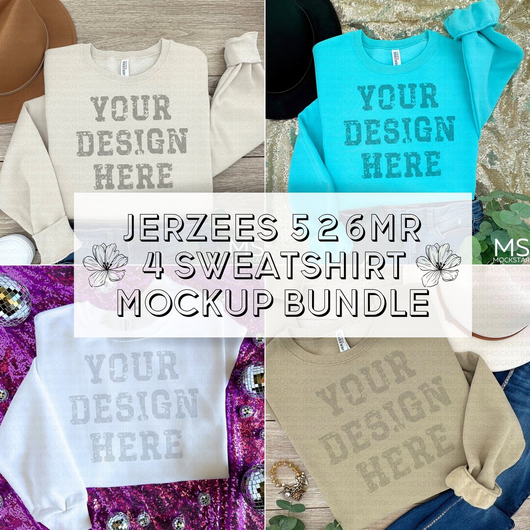 Jerzees 562MR Mockup Bundle Sandstone Jerzees 562MR Scuba Blue ...