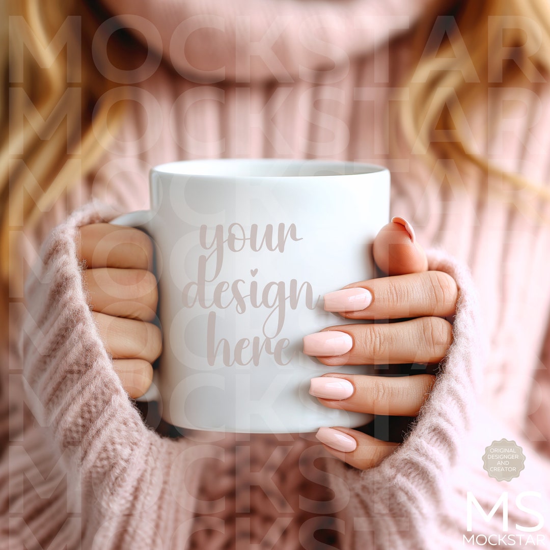 Mug Mockup Model Blank Mug Mockups Winter White Coffee Mug Mock up ...