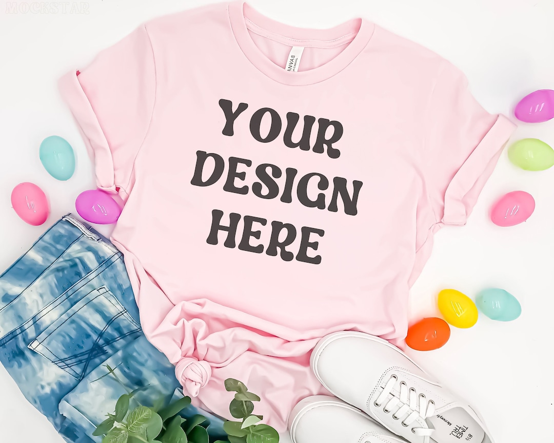 Light Pink Bella Canvas Shirt Mockup 3001 Tshirt Mock up Stock Photo ...