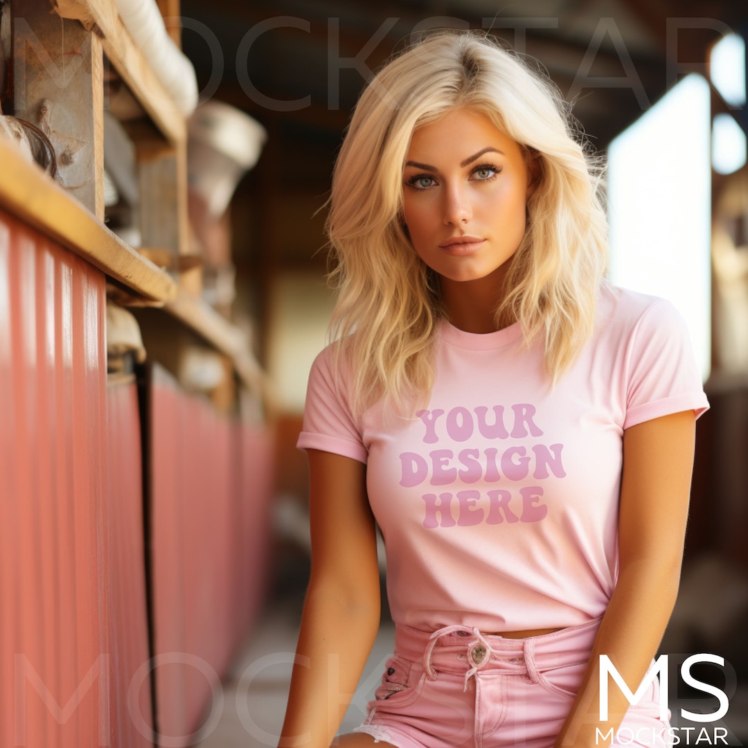 Bella Canvas 3001 Mockup Pink Bella Canvas Mockup Bundle Bella 3001 ...
